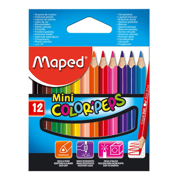 Lápis de cor MAPED Color Peps curtos caixa com 12 cores | Escolar ...