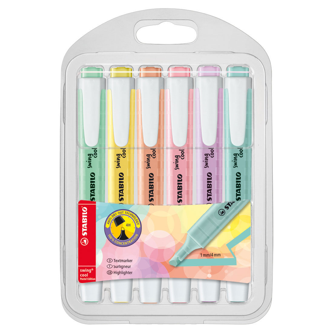 Sublinhador STABILO Swing Cool Pastel - 6 unidades