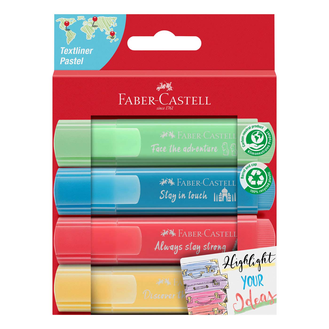 Sublinhador fluorescente faber-castell textliner 46 metallic 1-2-5mm 4 ...