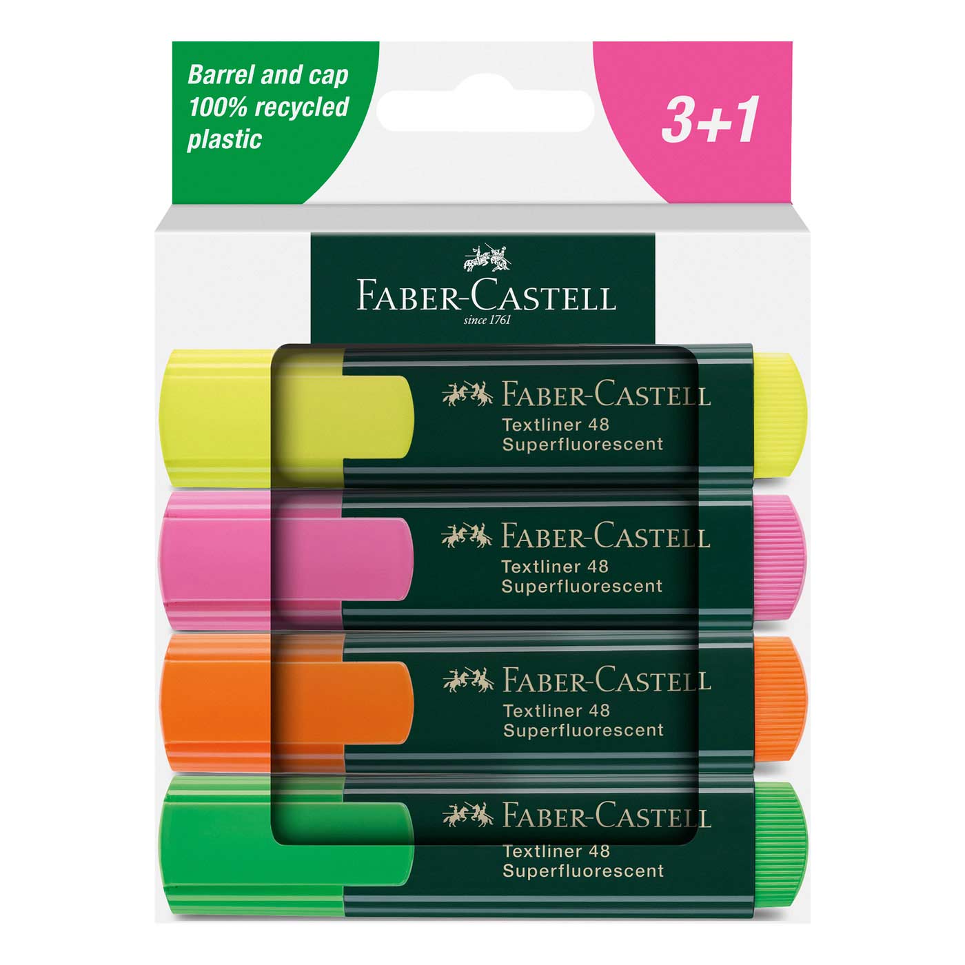 Sublinhador fluorescente faber-castell textliner 48 1-2-5mm 4 cores ...