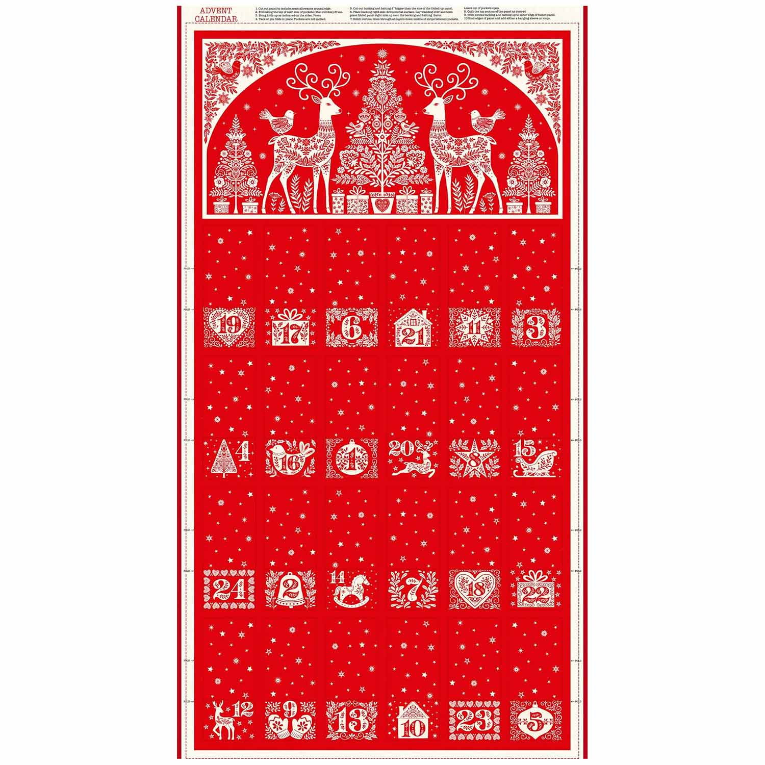 MAKOWER Christmas Scandi Advent Calendar Fabric